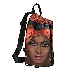 Ykklima African American Girl Pattern Sling Backpack Rope Crossbody Shoulder Bag for Men Women Travel Hiking Outdoor Daypack