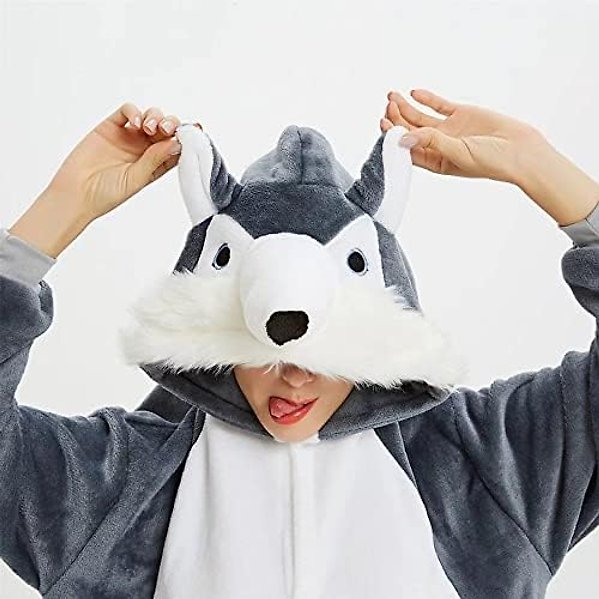 Petrella Animal Kids Onesie Cute One Piece Pajamas Halloween Costume Chrismas Cosplay Sleepwear Unisex for Boys & Girls - wolf