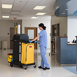 Rubbermaid Commercial Products Housekeeping Cart, 53-1/2-Inch Height, 48-1/4-Inch Length X 22-Inch Width, Black, FG9T7500BLA