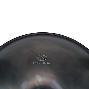 "Lark Music" hand pan in D Minor 9 notes steel hand drum + Soft Hand Pan Bag + (22.8" (58cm), Black (D Minor) 9 notes D3 A Bb C D E F G A)