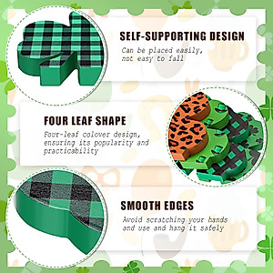 4 Pieces St Patricks Day Table Wooden Signs Shamrock Wooden Signs St. Patrick Table Decorations Irish Lucky Table Centerpiece for Home Fireplace Tiered Tray Decor (Cool Style)