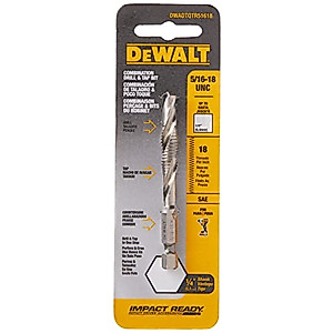 DEWALT DWADTQTR51618 Impact Ready 5/16" 18 UNC Drill Tap, 1/4" Capacity