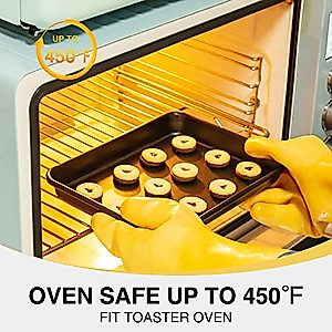 HONGBAKE Toaster Oven Pans for Baking, Nonstick 1/8 Cookie Sheet Pan Set, Small Baking Tray, 9.7X7.5", Dishwasher Safe and Heavy Duty, 2 Pack - Black