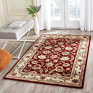 Safavieh Royalty Collection Area Rug - 8' x 10', Red & Ivory, Handmade Traditional Oriental Wool, Ideal for High Traffic Areas in Living Room, Bedroom (ROY244B)