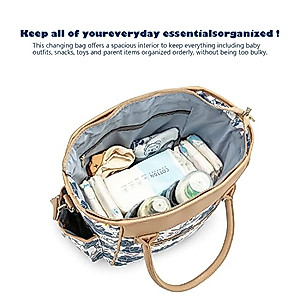 MEYTEILAY Diaper Bag Tote Baby Changing Bag Portable Waterproof Splashproof and Large Capacity with Shoulder Strap（Blue Flower）