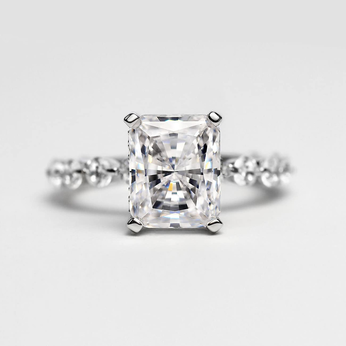 Michooyel S925 4ct Radiant Cut Cubic Zirconia Engagement Rings For Women Wedding Ring Promise Ring Sterling Silver Diamond Wedding Band