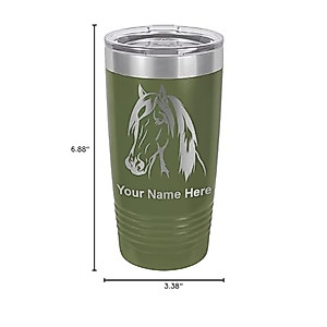 LaserGram 20oz Vacuum Insulated Tumbler Mug, Horse Head 1, Personalized Engraving Included (Camo Green)