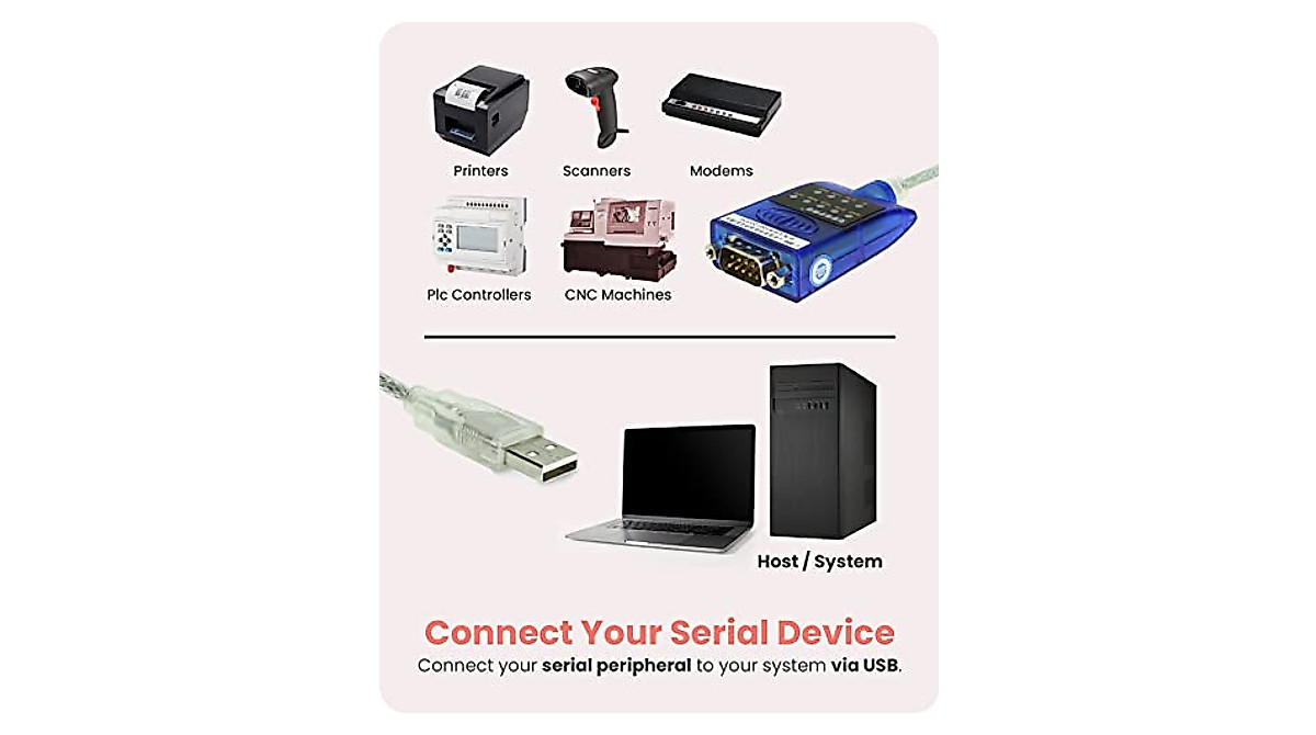 Gearmo USB to Serial Adapter - Reliable RS-232 Connectivity