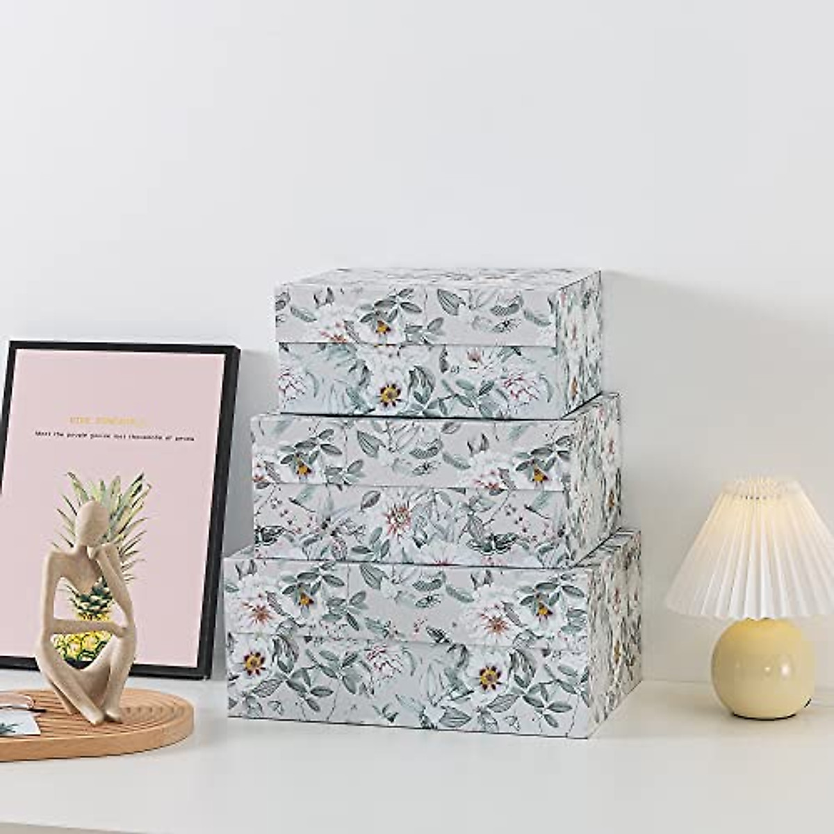 Stylish Floral Magnetic Storage Boxes Set of 3 by Soul & Lane