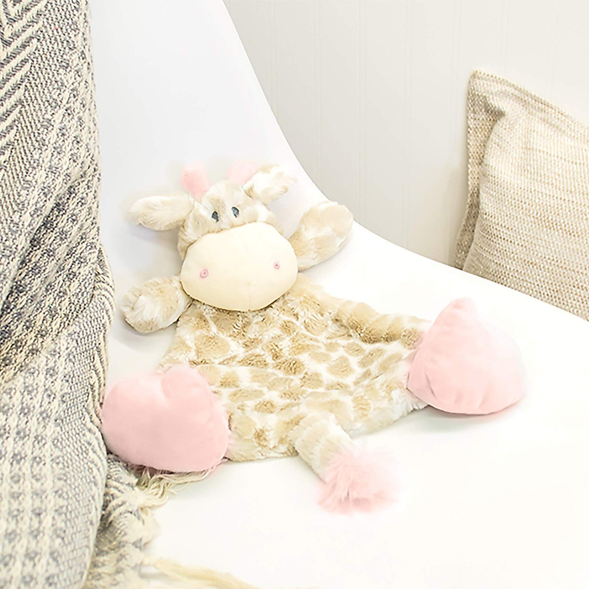 DEMDACO Sadie Giraffe Pale Pink Children's Plush Rattle Blankie