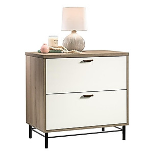 Sauder Anda Norr Wood Lateral File Cabinet with White Accents, Sky Oak Finish