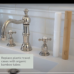 EcoLuxe Natural Sustainable Bamboo Travel Case Tubes for Toothbrush, Paintbrush, Pens, Tea Canister 2 Packs