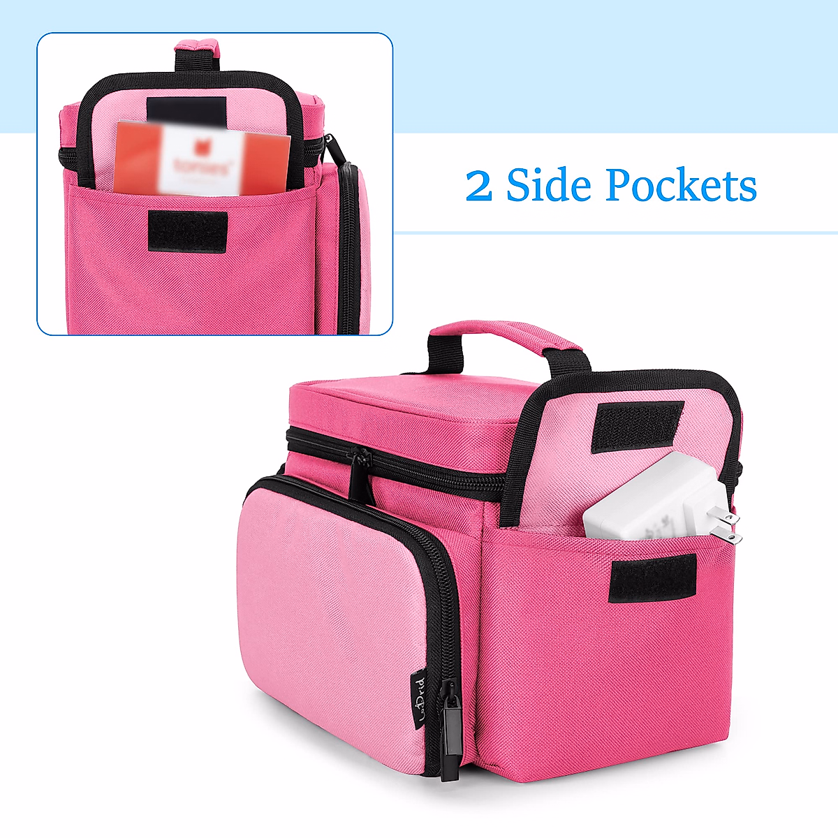 LoDrid Carrying Case Compatible with Toniebox, Portable Bag with Shoulder Strap for Audio Player Starter Set, Headphones Charging Station Storage, Rose Red (Bag Only)(Patent Design)