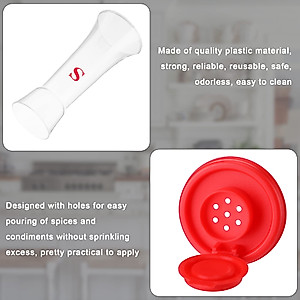 Dandat Set of 8 Plastic Salt and Pepper Shakers Salt Shaker with Lid Hourglass Salt Shaker Pepper Food Containers Salt Shaker with Funnels for Restaurant Kitchen Camping, Red and Blue