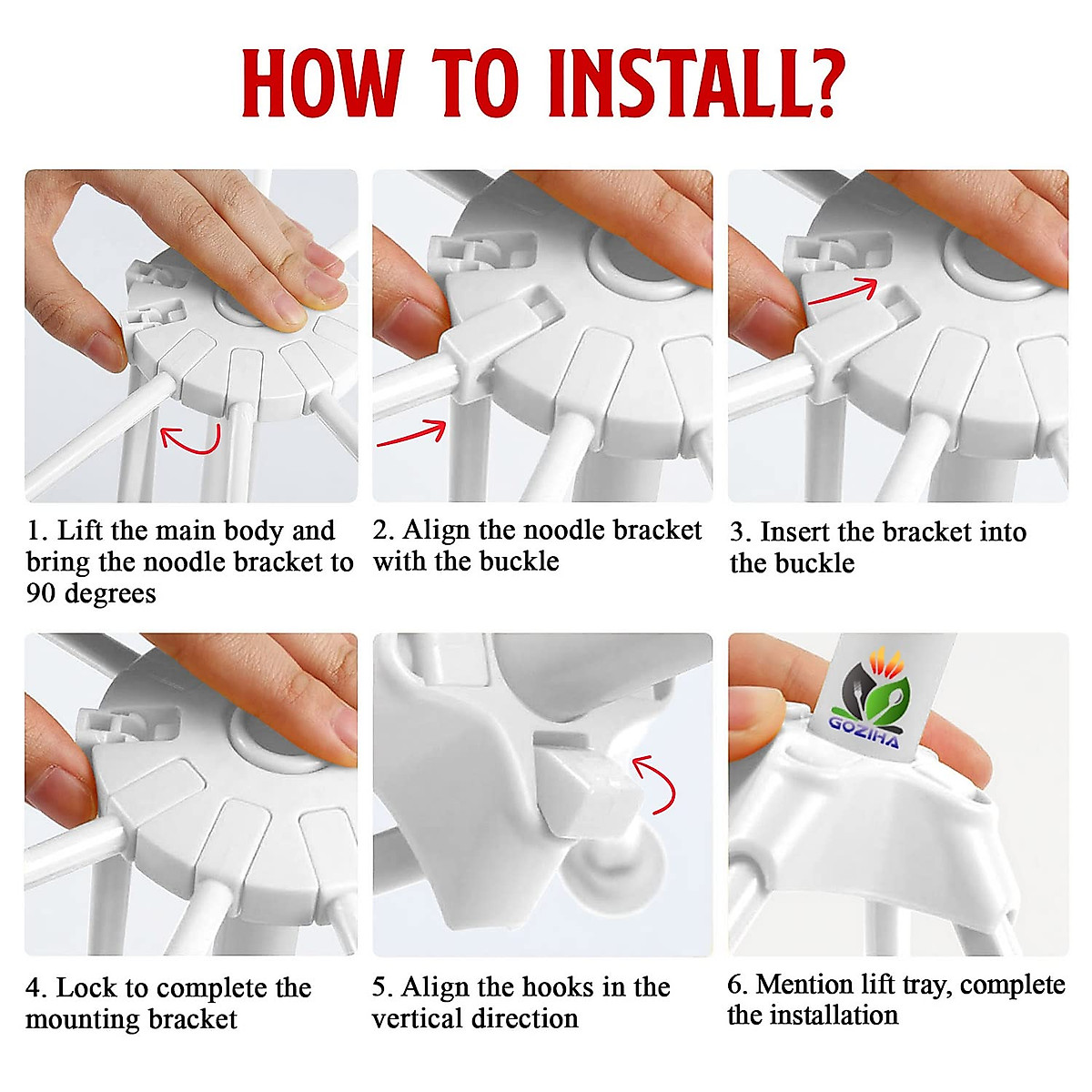 GOZIHA Kitchen Pasta Drying Rack | Make Homemade Fresh Pasta | Household Noodle Dryer Rack Hanging for Home Use | Spaghetti Drying Rack Noodle Stand | Easy Storage and Quick Set-Up (White)