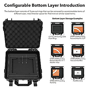 SYMIK A310-MM3DL Dual Layer Waterproof Hard Carrying Case for DJI Mini 3 Pro Drone/Fly More Combo with DJI RC or RC-N1 Remote; Fits Tablet Holder, Landing Pad, iPad; Rugged Professional Case