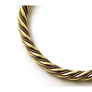 LynnAround Bronze Norse Nordic Viking Fenrir Wolf Head Twisted Cable Bangle Cuff Bracelet Arm Ring Pagan Jewelry (8 Inches)