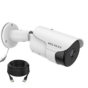 WEILAILIFE 【90ft Super Night Vision & 130°Ultra Wide-Angle】 2-Way Audio 5.0MP Outdoor Wired Extended Security Camera, Bullet Exterior Surveillance, Home Video Surveillance & Security Cameras