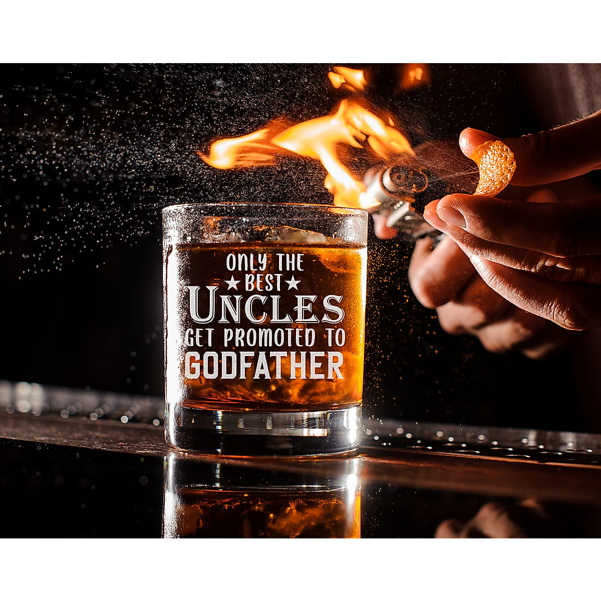 CARVELITA Only The Best Uncles Get Promoted To Godfather 11 oz Whiskey Glass, Special Godparent Gift, Communion Baptism Gift, Will you be my Godfather Gift - Best Gift For Godfather