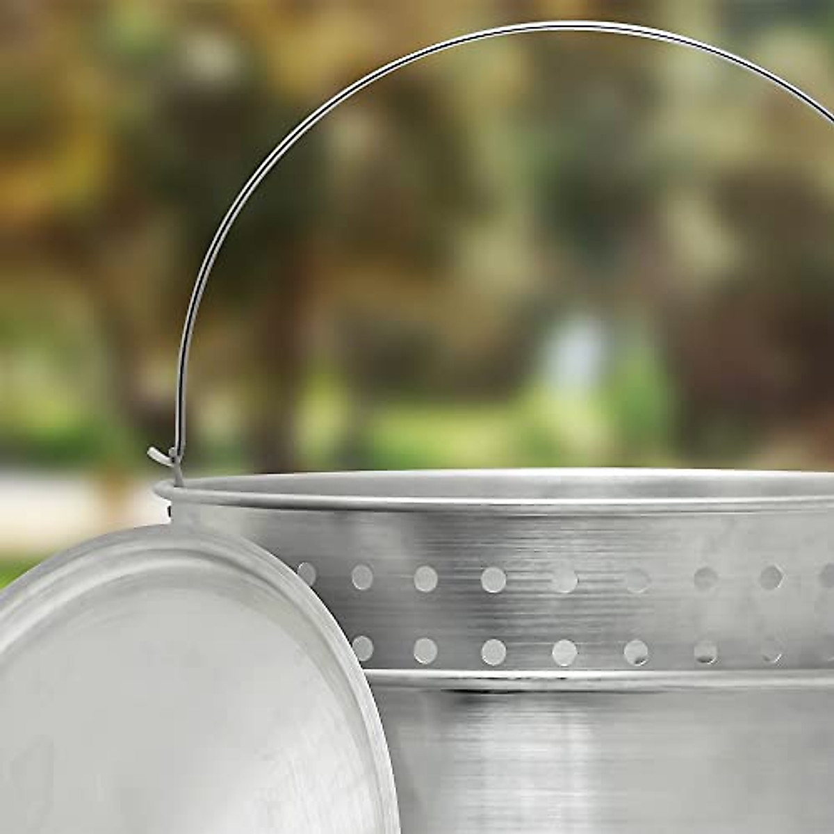 Nexgrill 120 Qt. Aluminum Stock Pot with Strainer Basket & Lid Turkey Fryer, Perfect for Boiling and Frying Seafood, Crawfish, Turkeys, Heavy-duty for Durability, Great for Outdoor Cooking, 630-0020