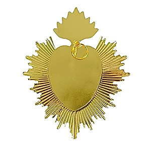ESNOY Sacred Heart, Gold Metal Milagro Heart Wall Ornament, Mexican Home Eclectic Decor, Heart Box Catholic Gift for First Holy Communion Confirmation Housewarming Christmas