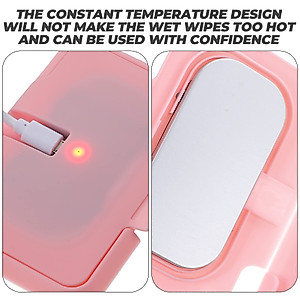 Baby Wipe Warmer USB Dispenser Portable Diaper Wipe Warmer Temperature Control Hand Wipes Holder for Home Travel Car Pink