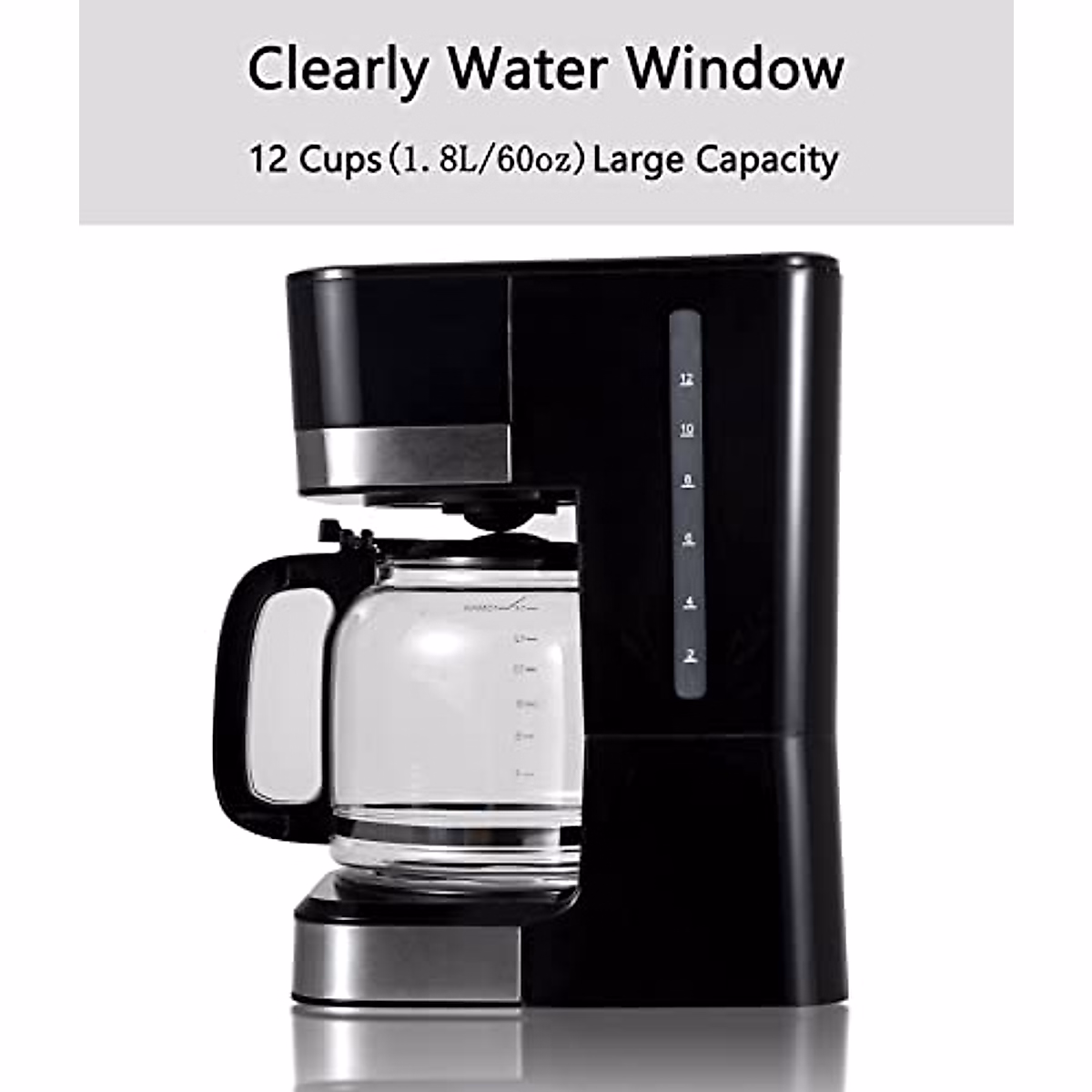Aiosa 4-12 Cups Personal Coffee Maker,Programmable Coffee Maker,Drip Coffee Machine,With Glass Coffee Pot,Cafetera,Filter Coffee Machine,Stainless Steel, Coffee Maker Machine