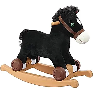 Rockin' Rider Cocoa 2-in-1 Pony Plush Ride-On, Black, Large