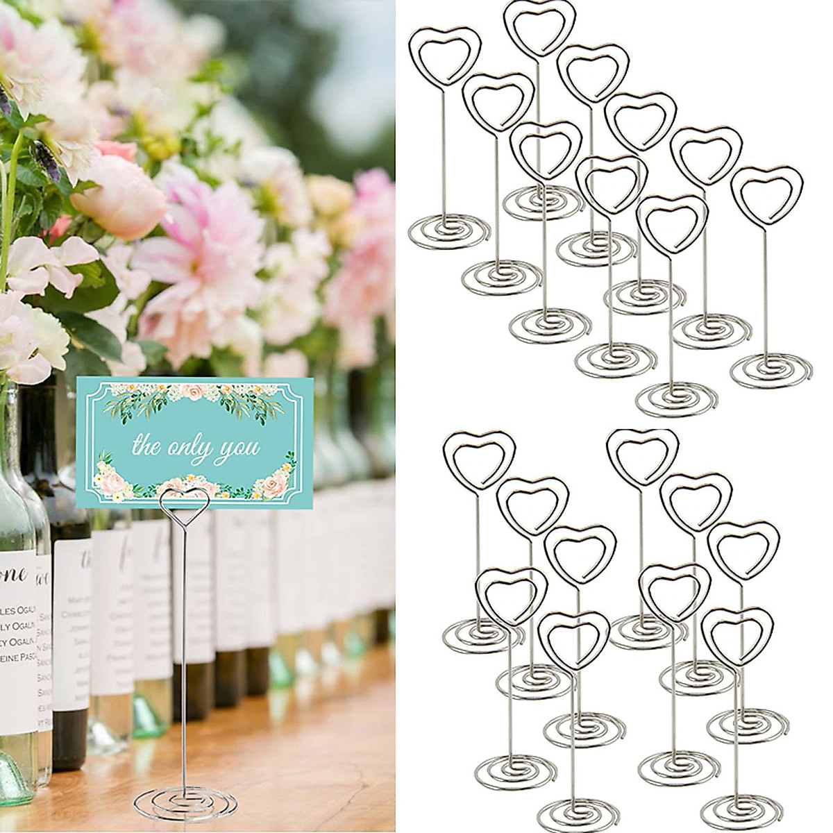 Leyeet Table Number Card Holders, 10pcs Table Photo Holder Table Picture Holder Wire Photo Holder Clips Memo Note Photo Stand for Party Wedding Table Decorations