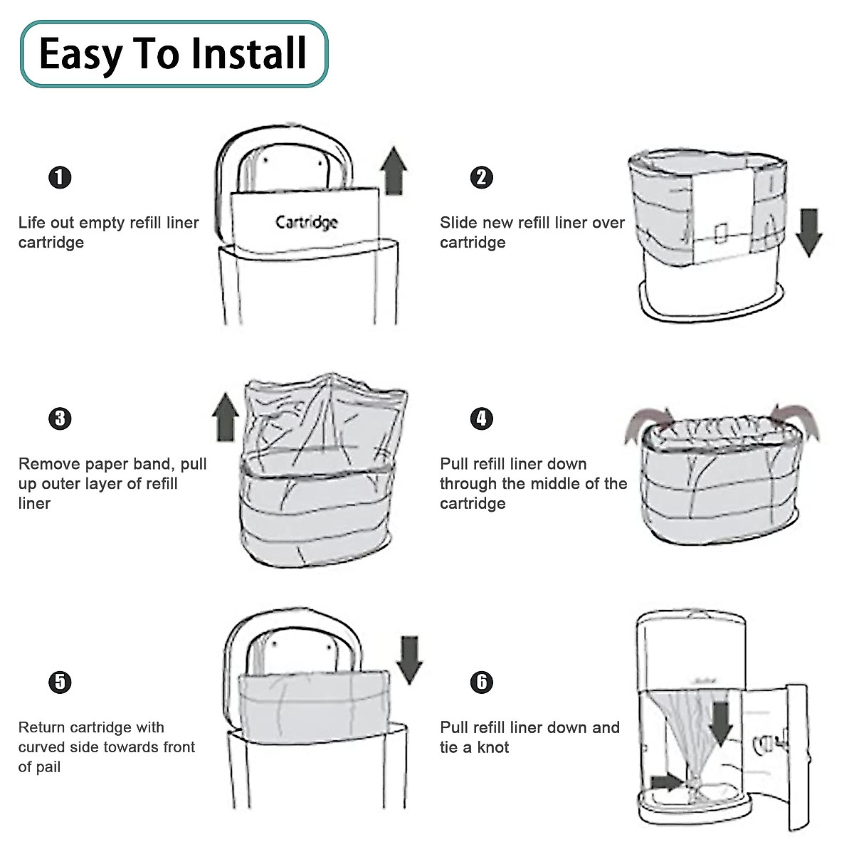 6 Pack of Diaper Disposal Liners Compatible with Janibell Brand Akord, 280 Slim Model Adult Refills, Continuous Liner System Eliminates Waste