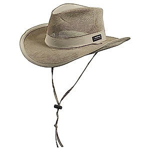 Mesh Crown Safari Sun Hat, 3" Brim, Adjustable Chin Cord, UPF (SPF) 50+ Sun Protection Khaki