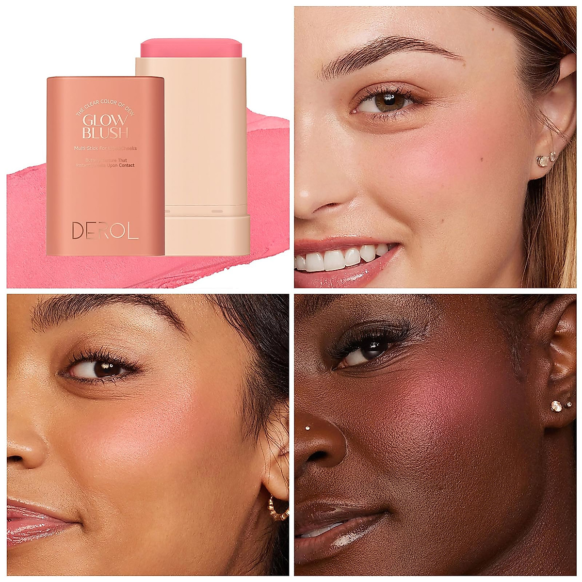 Cream Blush Stick, Multi-use Stick Blush Makeup for Cheek and Lip, Monochromatic Blush Face Beauty Wand for Women, Long Lasting, Waterproof, Moisturizer, Matte Finish, 1oz (#01 Pink)