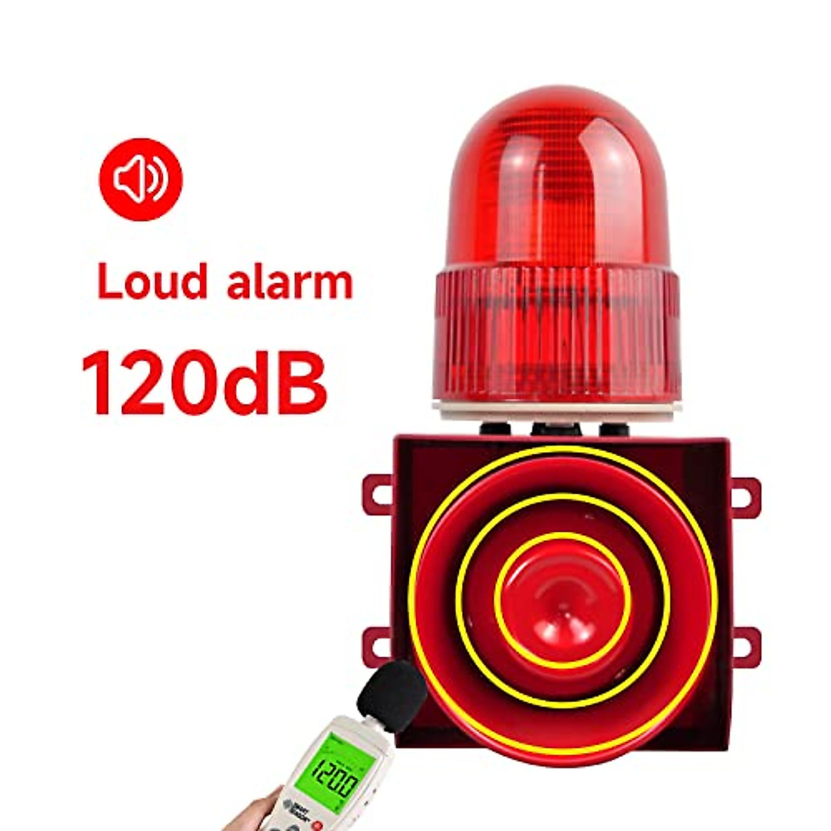 Industrial Sound and Light Alarm Siren - LED Strobe Warning Light 120dB Loud Horn Outdoor Security Siren 25W AC110V