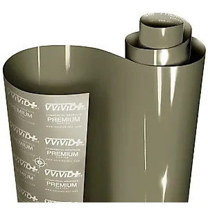 VViViD+ Ultra Gloss Khaki Green 1ft x 5ft Vinyl Car Wrap Premium Paint Replacement Film Roll w Nano Air Release Technology, Stretchable Cap Liner