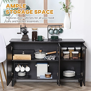 HOMCOM Sideboard Buffet Cabinet, Kitchen Cabinet with Adjustable Shelf, Coffee Bar Cabinet, Dark Walnut