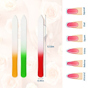 4 Pcs Crystal Glass Nail File Professional Manicure Fingernail Nails Files for Natural Nails Czech Glass Cuticle Care with Case for Women Glass Nail Files Set Filing Double Sided Glass Nail Files