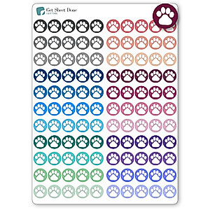 Paw Pet Planner Stickers / 110 Dot Vinyl Stickers (1/3”) / Dog Cat Care Medication Groom Reminder/Essential Productivity Life Planner/Bullet Bujo Journal/Todo Appointments (One Sheet)