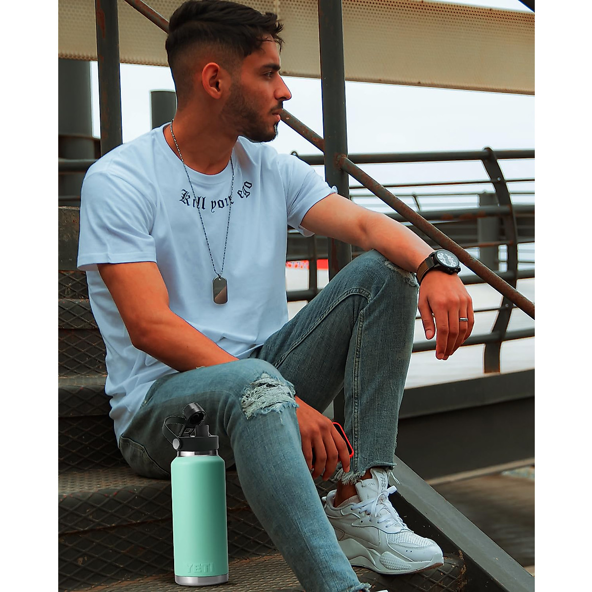 ALIENSX Spout Lid for Yeti Rambler Water Bottles, BPA Free, Ideal Chug Cap for Yeti Tumbler 18/26/36/46/64 oz, Replacement Lids with Screw Cap and Flexible Handle