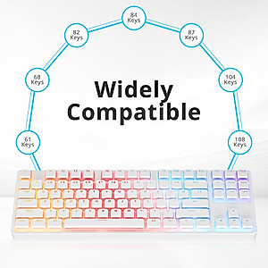 Ussixchare PBT Pudding Keycaps Set 117 Keys, Double Shot Translucent XDA Profile for ISO & ANSI Layout 61/68/84/87/104 Keys Mechanical Keyboard