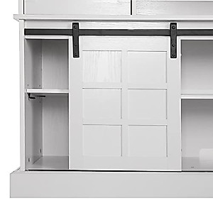 White TV Stand, Entertainment Center for 65 inch TV, 58" Modern Farmhouse TV Stand with Sliding Barn Door, Tall TV Console and Storage Cabinet with Flip Drawers for Living Room