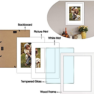 Golden State Art, 11x14 White Photo Wood Collage Frame, for (1) 8x10 with Real Glass and White Mat