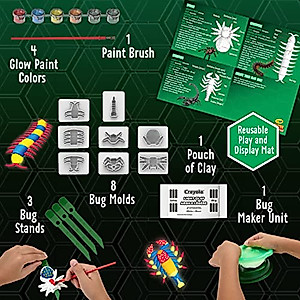 Crayola Glow in The Dark Clay Art Kit with Paints, Bug Molds, Gift for Kids, Ages 7, 8, 9, 10