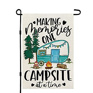 Camping Making Memories Garden Flag 12x18 Inch Double Sided RV Campsite Campfire Outside Party Decoration Yard Décor