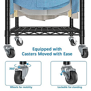 VIPEK V12 Rolling Clothes Rack Heavy Duty Clothing Rack for Hanging Clothes Adjustable Metal Wire Shelving Portable Closet with Wheels Side Hooks, Freestanding Closet Wardrobe, Medium Size, Black