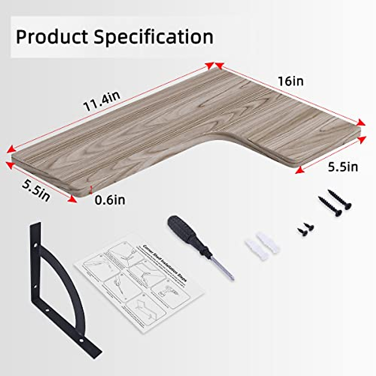 MOLYHOM Wood Floating Corner Shelves, Wall Shelves for Bedroom, 4 Sets of Wall Mounted Shelf