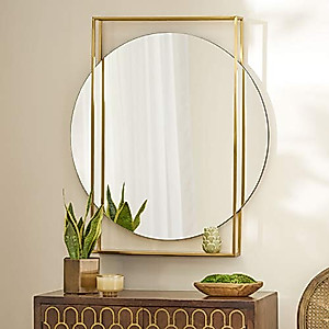 Christopher Knight Home Olina Modern Round Framed Wall Mirror, Brushed Brass