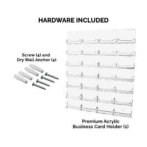 Marketing Holders Hanging Business Card Holder with Hardware for 3.5" x 2" Contact or Appointment Cards Clear Acrylic 28 Pocket Rack for Schools and Corporate Meeting Rooms