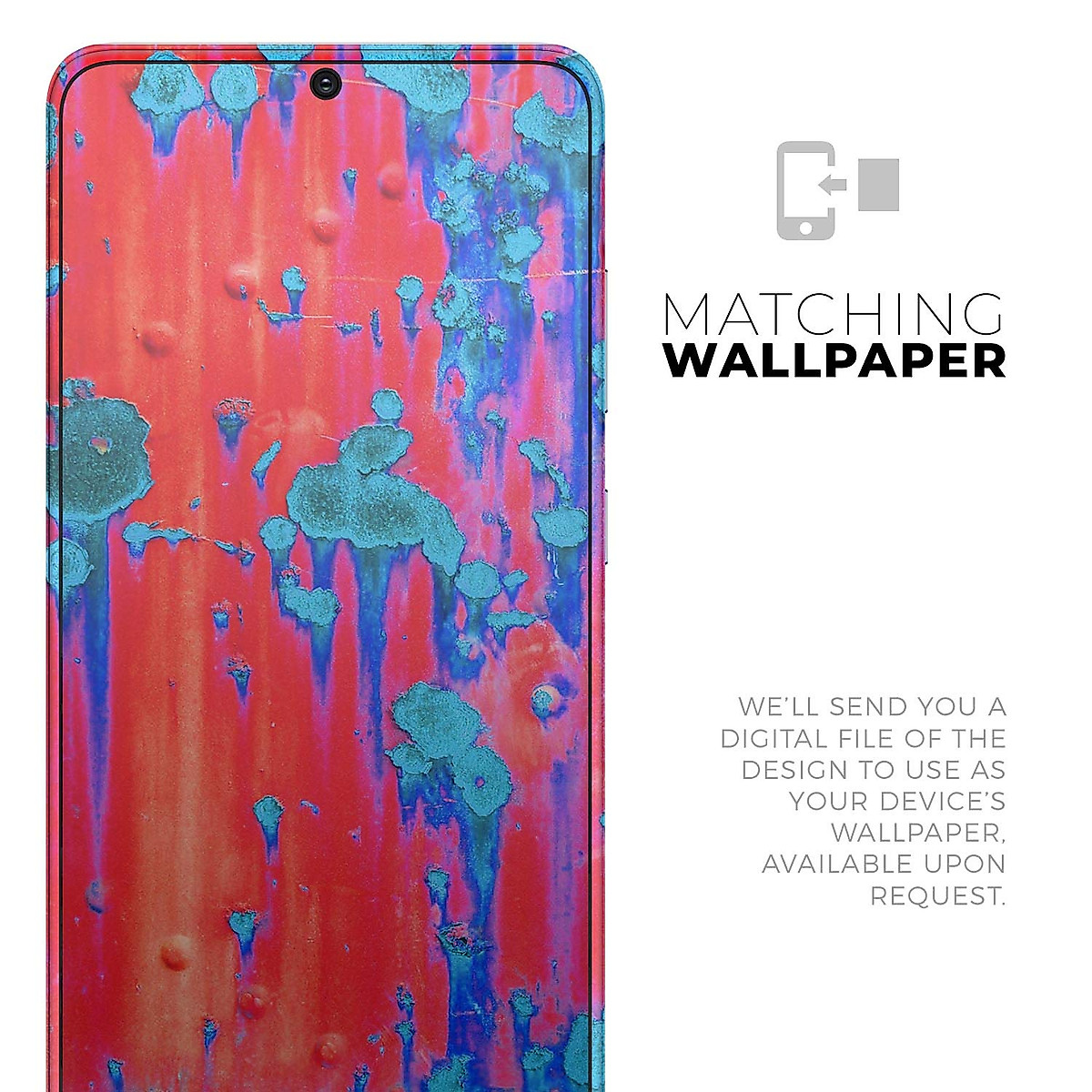 DesignSkinz Bright Red v2 Metal with Turquoise Rust Protective Vinyl Decal Wrap Skin Cover Compatible with The Samsung Galaxy S20 (Screen Trim & Back Glass Skin)