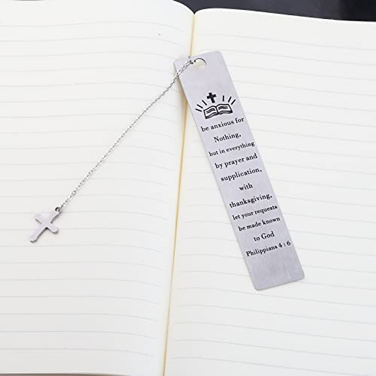 Gzrlyf Be Anxious for Nothing Bookmark Philippians 4:6 Bookmark Metal Bible Verse Bookmarks Christian Gifts for Book Lover (Philippians 4: 6 Bookmark)