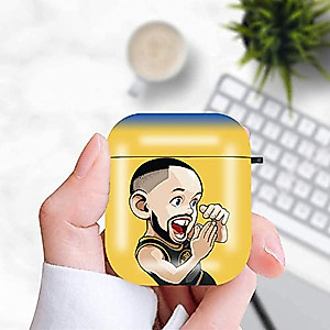 Airpods Case,Onewly Basketball Cartoon Case for Airpods with Keychain,Shockproof Case Compatible with Airpods 2/1 for Women and Man(Curry)